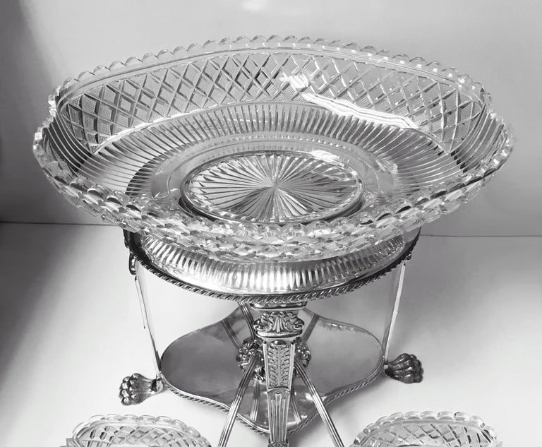 Sheffield Plate Cut Glass Epergne, English, circa 1890 at 1stDibs
