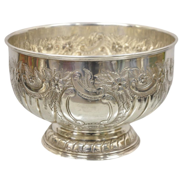 Sheffield Silver Plate Repousse Punch Bowl Champagne Wine Chiller ...