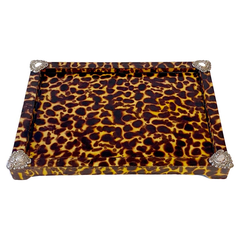 Sheik Sterling Silver Mounted Faux Tortoise Shell Lacquered Tray For ...