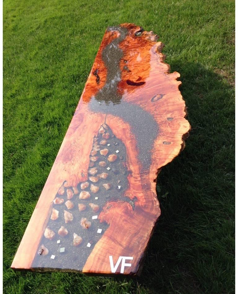 Maple wood shelf with gem and crystal inlay by Danna Weiss For Sale at ...