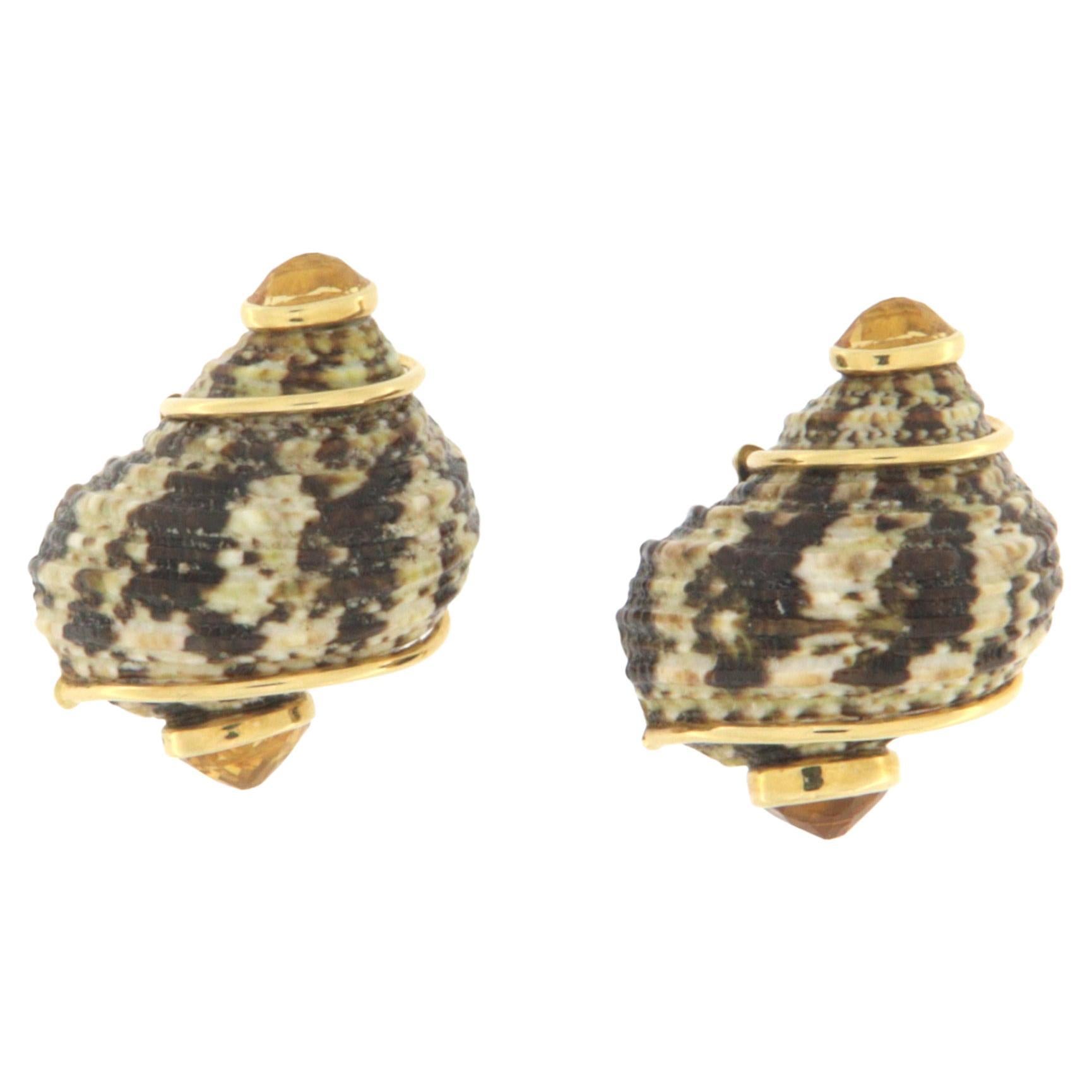 Seaman Schepps Turbo Shell Pearl and 18 Karat Yellow Gold Earrings at ...