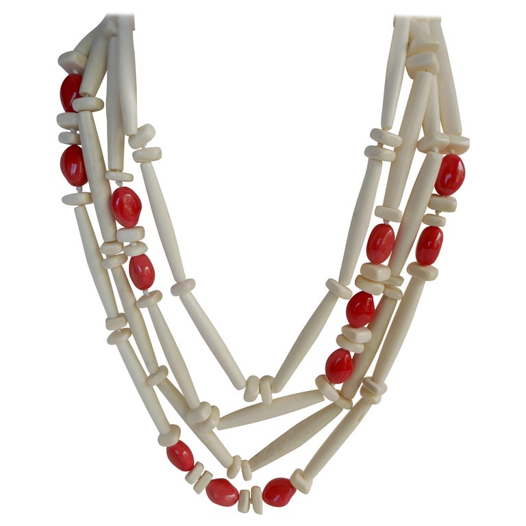 Shell Coral, Horn Long Wands Gemstone Necklaces For Sale at 1stDibs