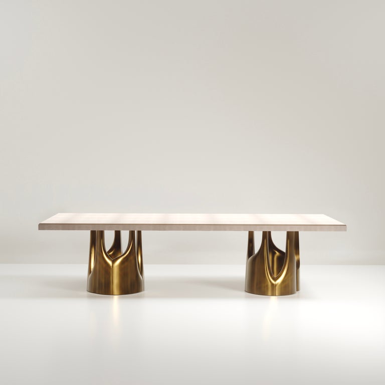 Shell Dining Table with Bronze-Patina Brass Accents by R&Y Augousti For ...