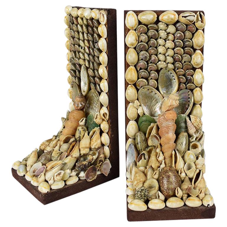 Shell Encrusted Bookends, a Pair For Sale at 1stDibs