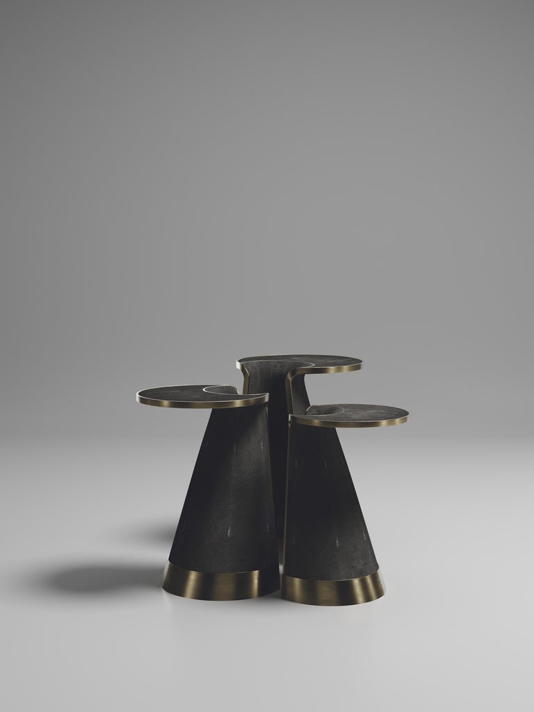 Shell Inlaid Coffee Table with Bronze-Patina Brass Inlay by R&Y ...