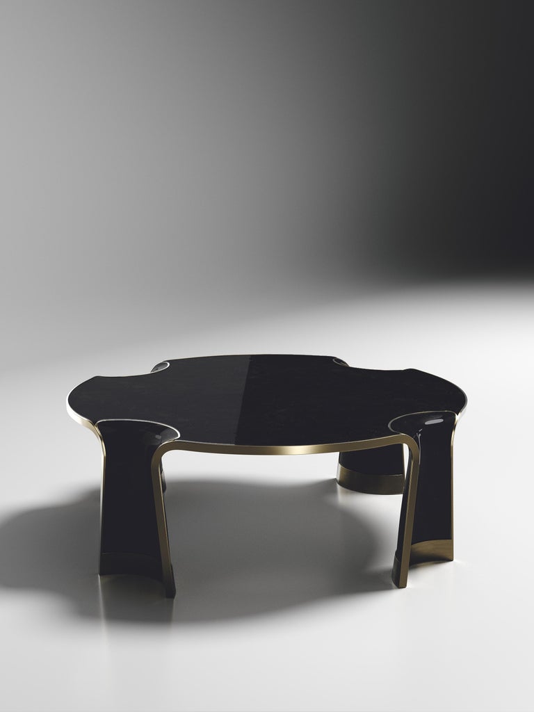 Shell Inlaid Coffee Table with Bronze-Patina Brass Inlay by R&Y ...