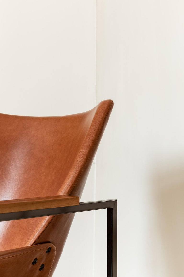 Shell Lounge Square Chair in Natural Walnut with upholstery seat in ...