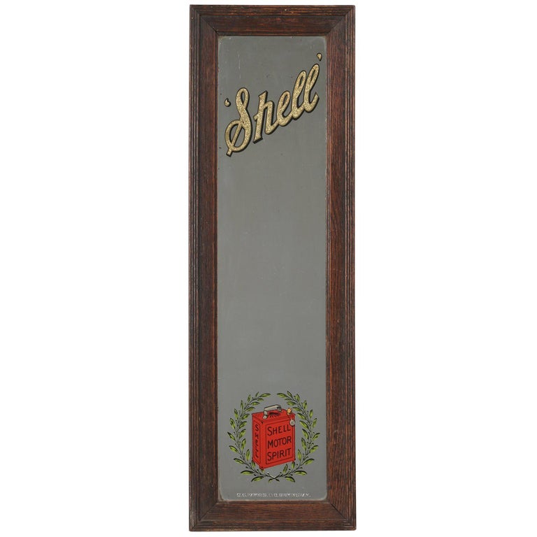 Shell Oil Advertising Mirror, circa 1930s For Sale at 1stDibs