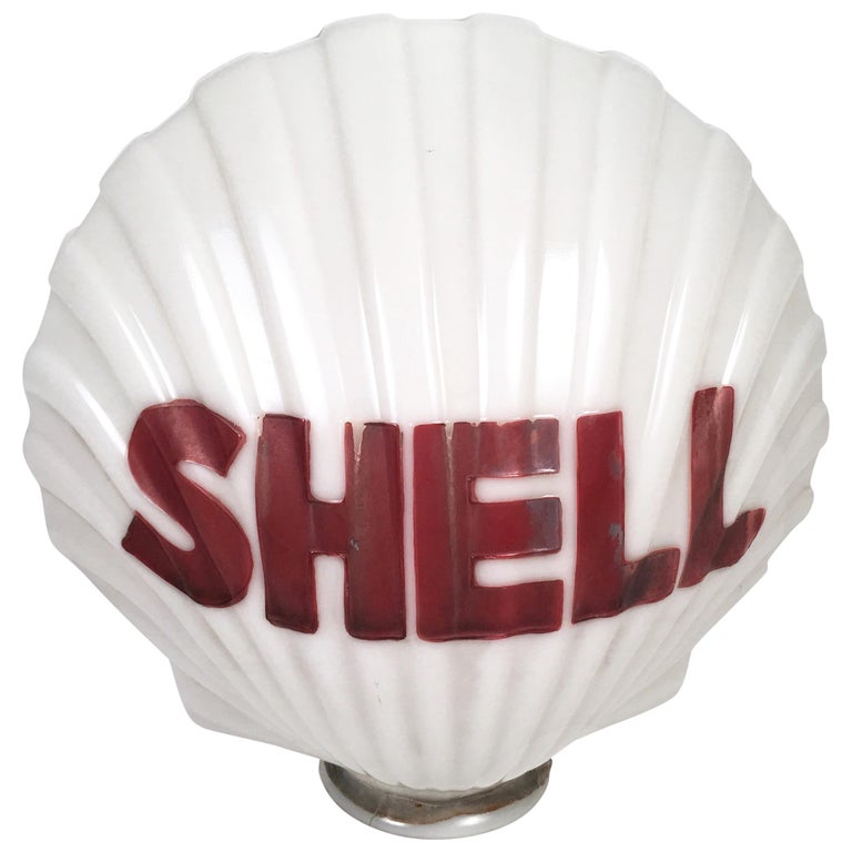 Shell Oil Company Milk Glass Gas Pump Globe at 1stDibs