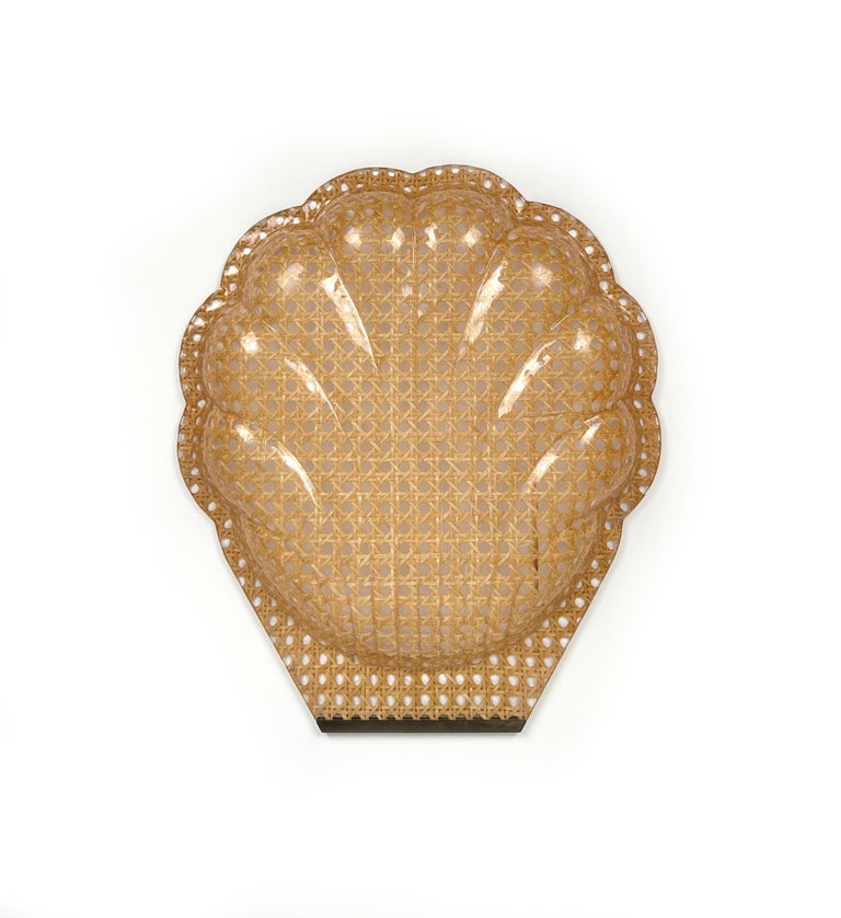 Shell Serving Tray Lucite and Rattan Christian Dior Style, France ...