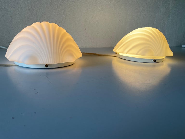 Shell Shaped Opal Glass Pair of Wall Lamps by Limburg, 1960s, Germany ...