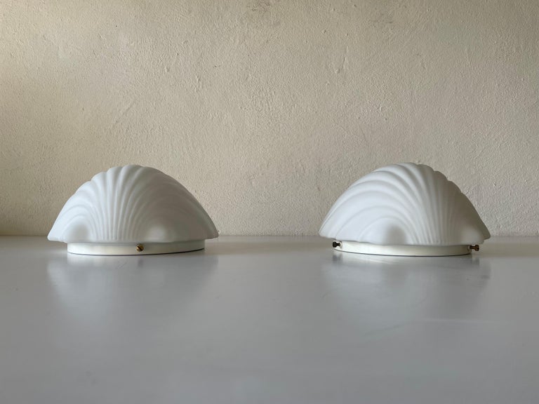 Shell Shaped Opal Glass Pair of Wall Lamps by Limburg, 1960s, Germany ...