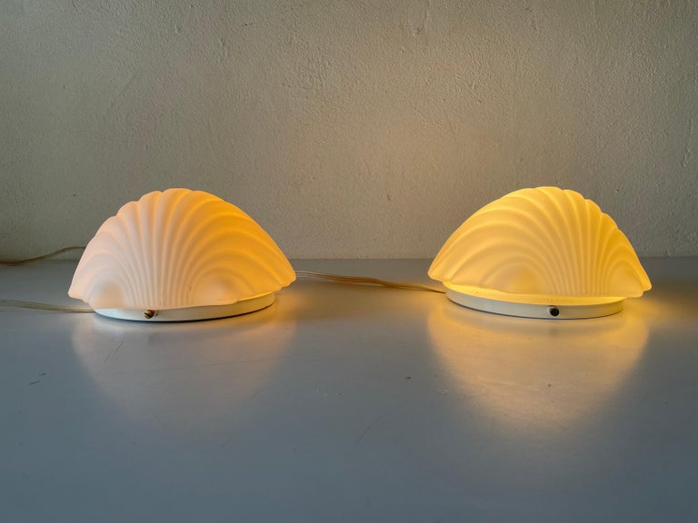 Shell Shaped Opal Glass Pair of Wall Lamps by Limburg, 1960s, Germany ...