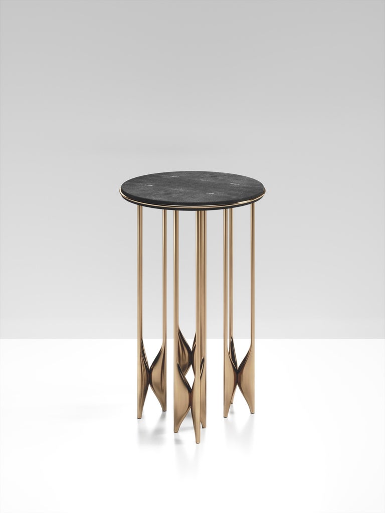 Shell Side Table with Bronze Patina Brass Details by Kifu Paris For ...