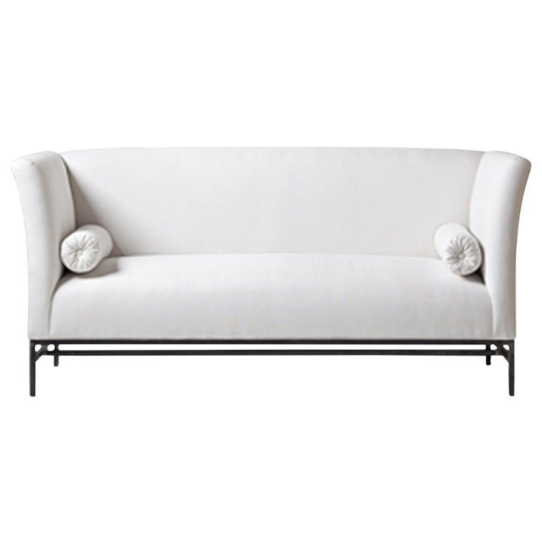 Contemporary Linen Sofa with Iron Base For Sale at 1stDibs | linen ...