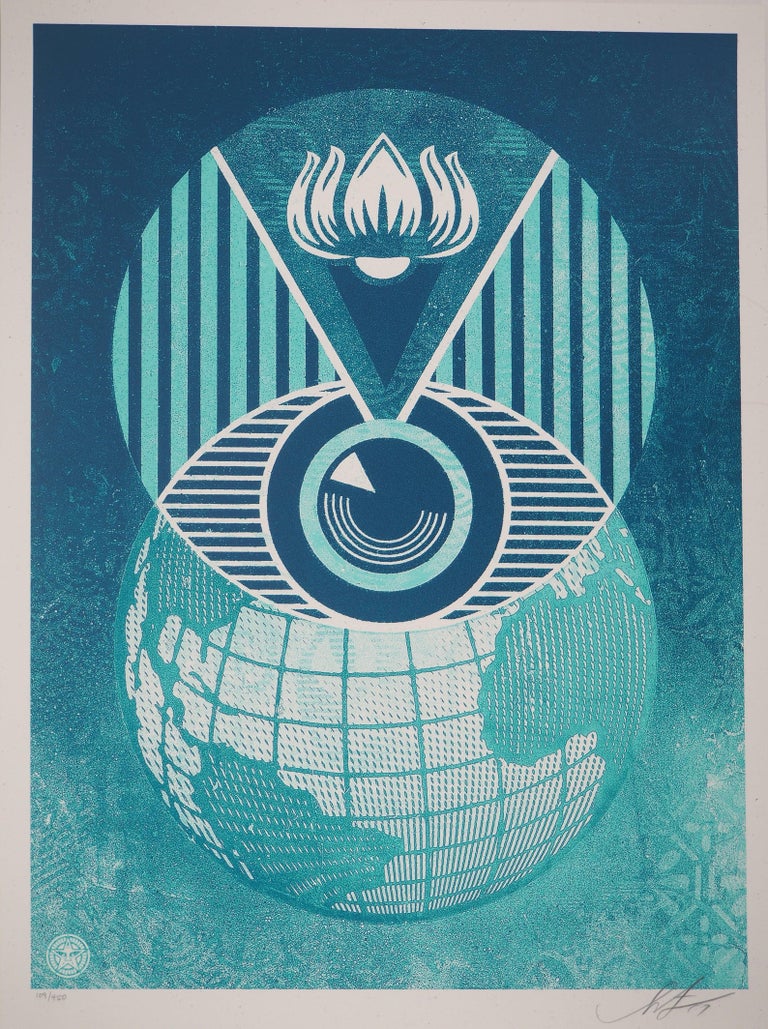 Shepard Fairey – „Ecology: Flint Eye Alert Globe - Siebdruck ...