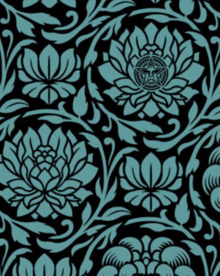 Shepard Fairey - Floral Harmony (Dark Blue Yin Yang) For Sale at 1stDibs