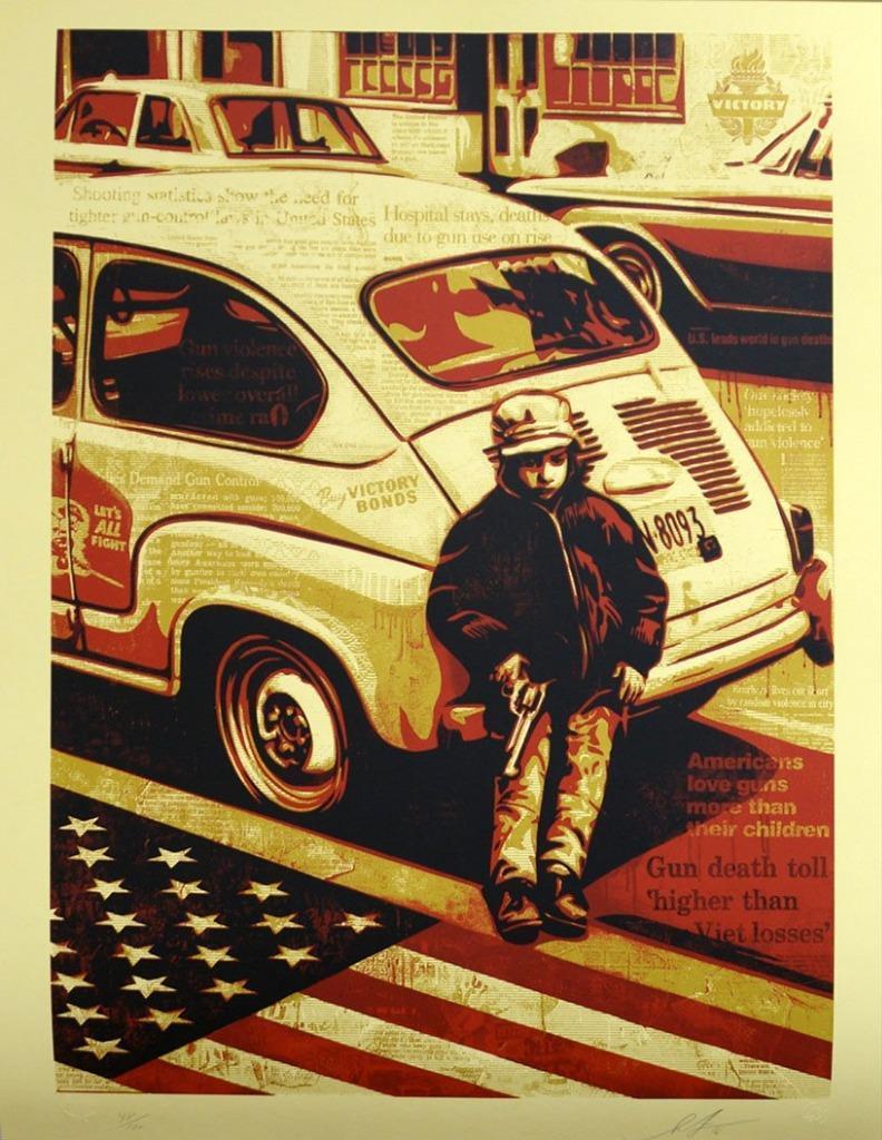 Shepard Fairey - Frank Shepard Fairey, GUN CULTURE 2016, Serigraph hand ...