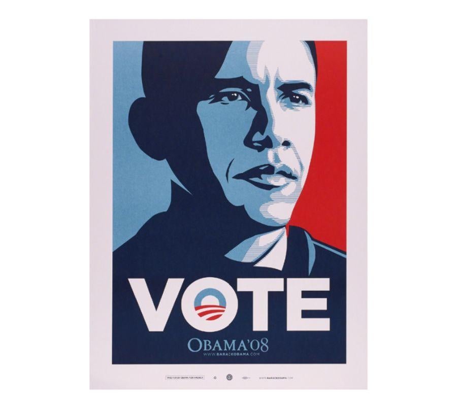 Shepard Fairey - VOTE (Obama) For Sale at 1stDibs | obama progress poster