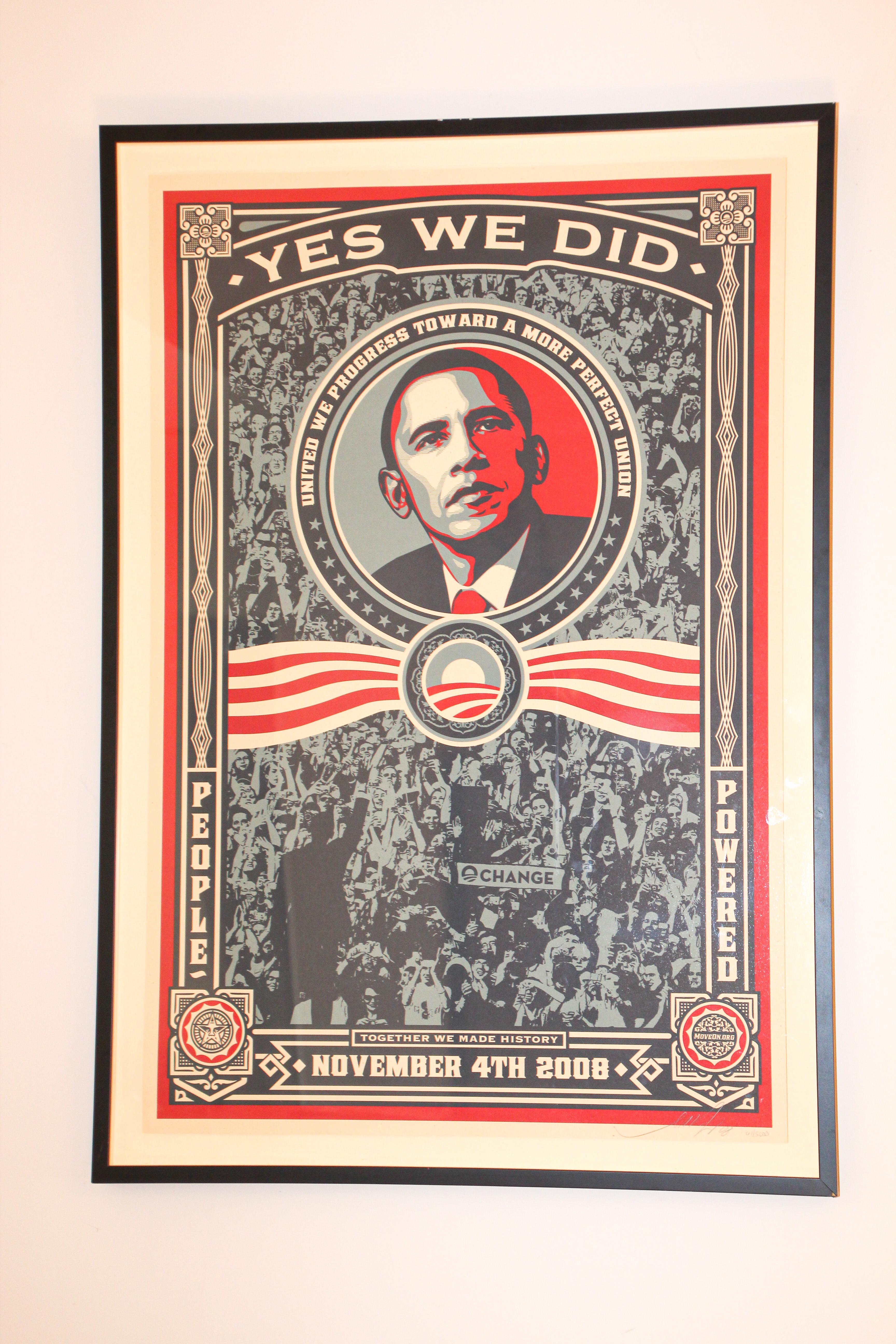 Shepard Fairey " Yes We Did " 2008 Obama Lithograph Collector's Poster ...
