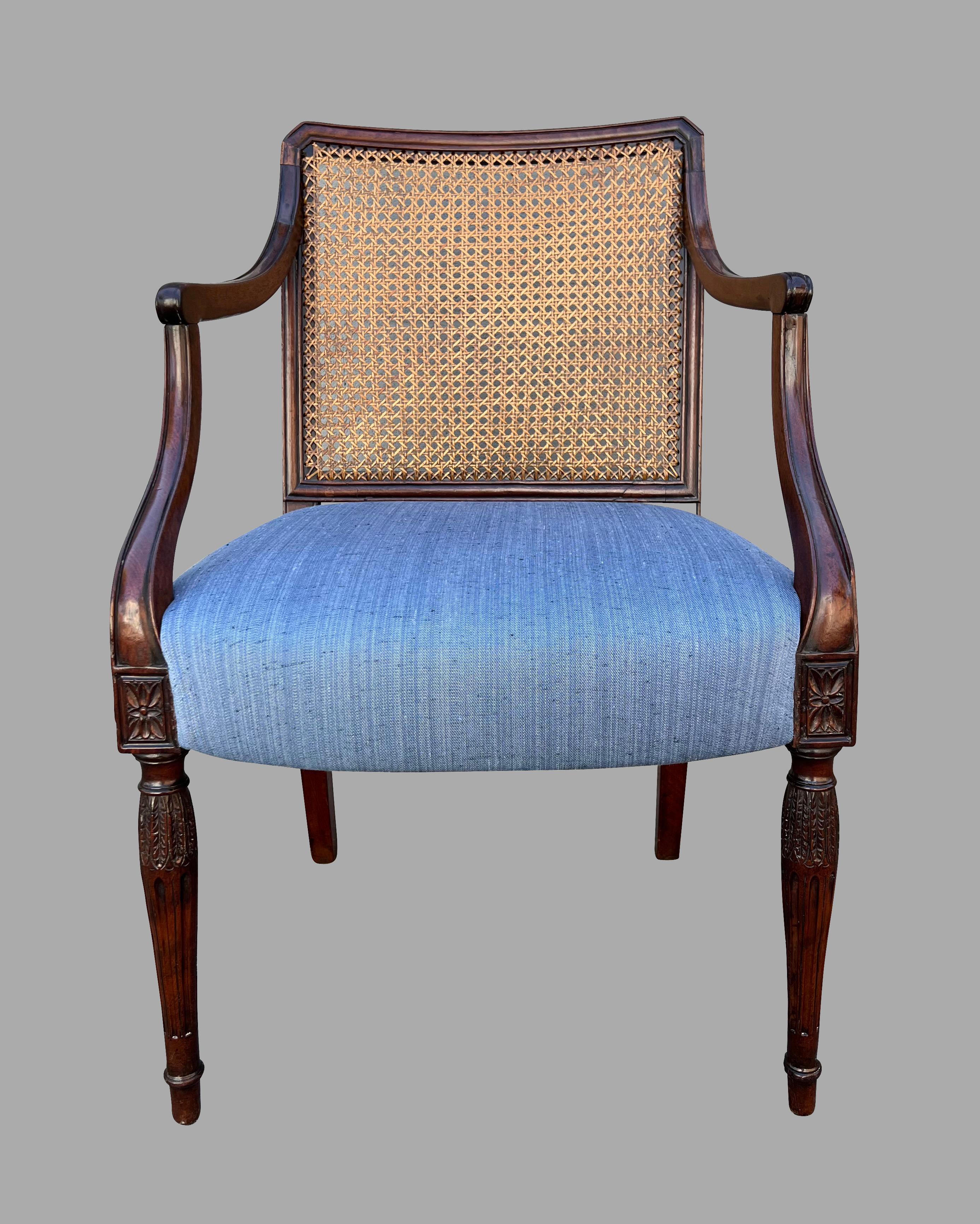 Sheraton Period Mahogany Armchair with Caned Back at 1stDibs