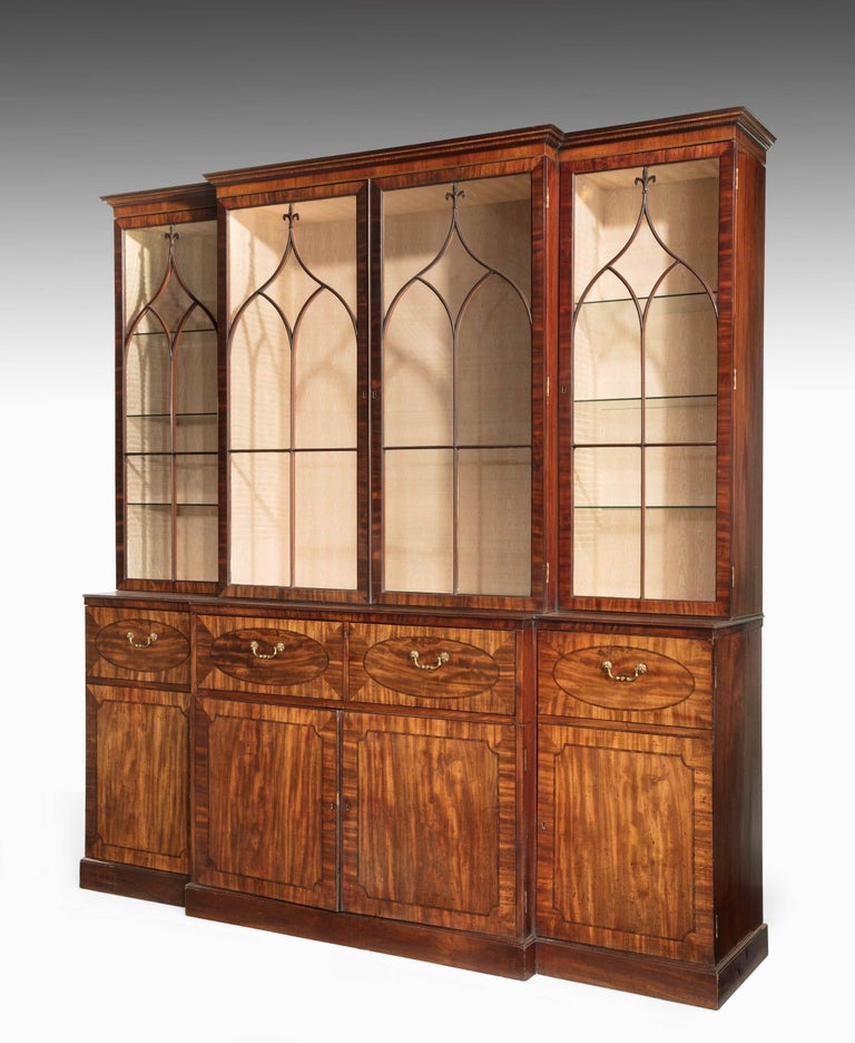 Sheraton Period Mahogany Breakfront Bookcase For Sale at 1stDibs