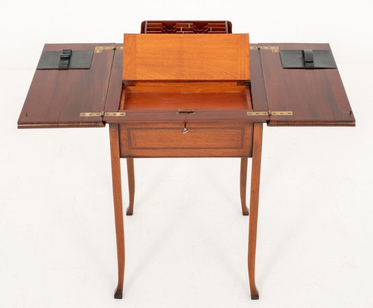Sheraton Popup Writing Table Desk in Mahogany For Sale at 1stDibs