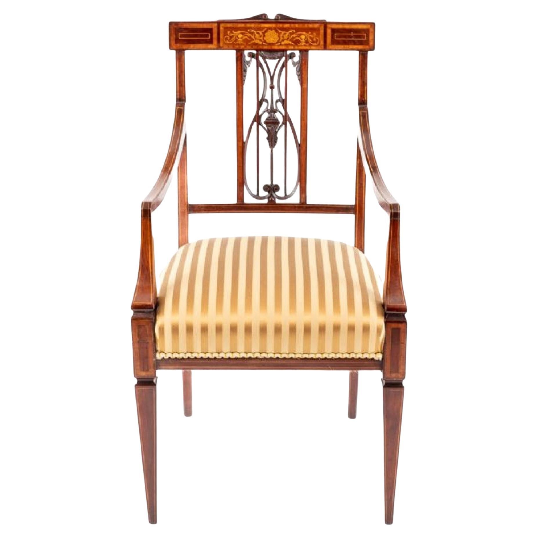 Antique Sheraton Revival Mahogany Inlaid Armchair, 19th Century at ...