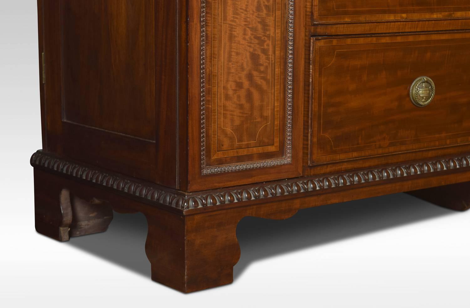 Sheraton Revival Mahogany Inlaid Combination Wardrobe at 1stDibs
