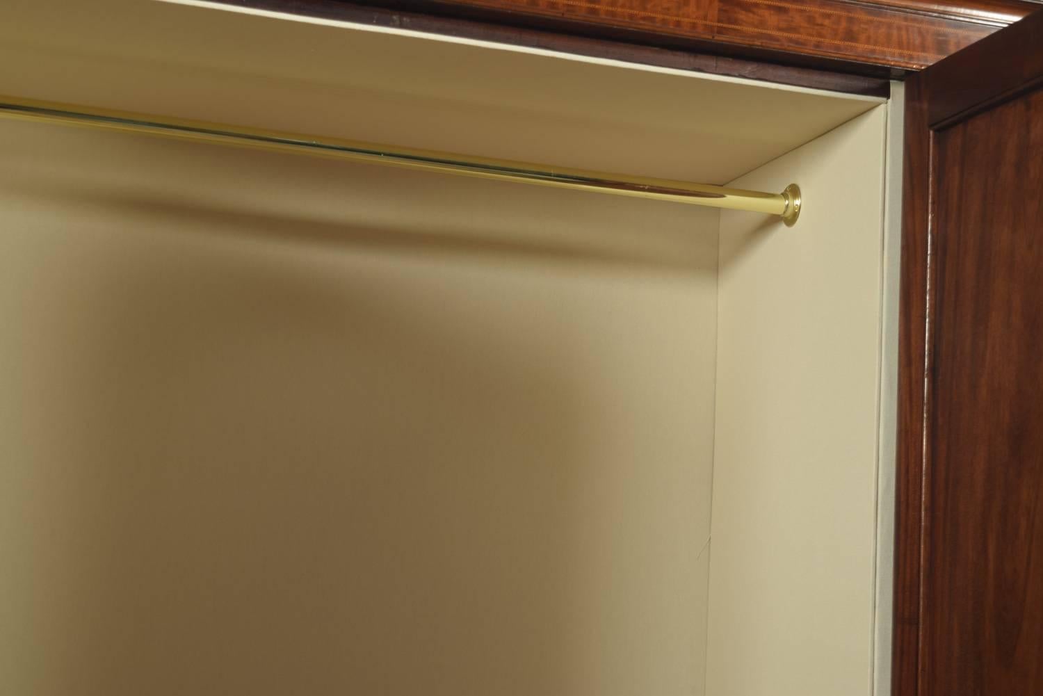 Sheraton Revival Mahogany Inlaid Combination Wardrobe at 1stDibs