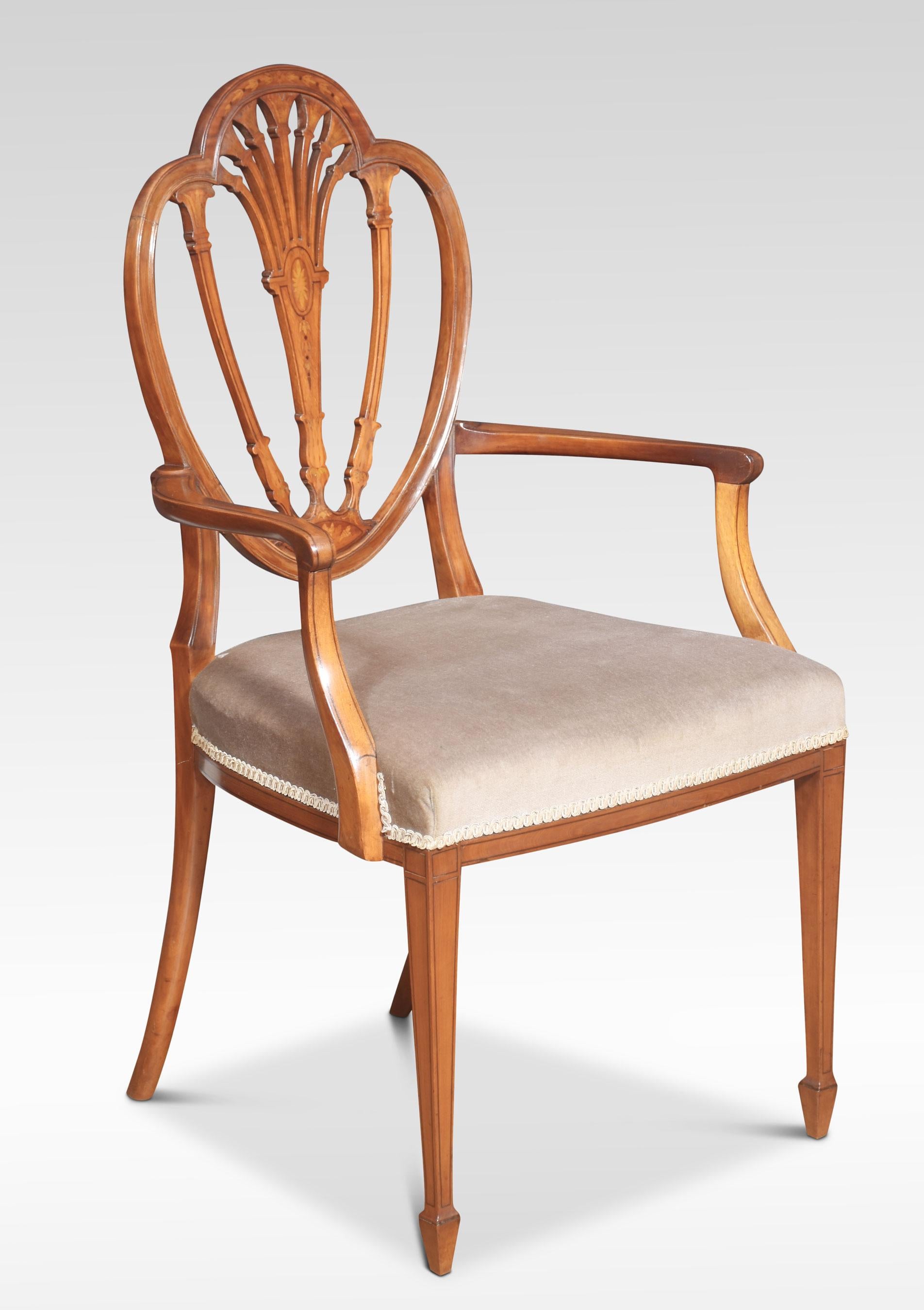A Sheraton revival Satinwood, hand painted arm chair, circa 1900 For ...