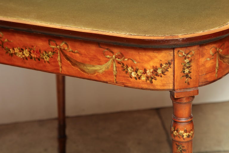 Sheraton Satinwood Painted Card Table For Sale at 1stDibs