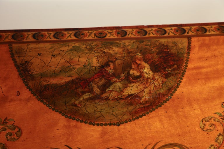 Sheraton Satinwood Painted Card Table For Sale at 1stDibs