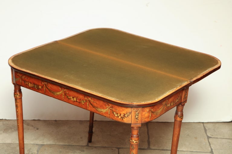 Sheraton Satinwood Painted Card Table For Sale at 1stDibs