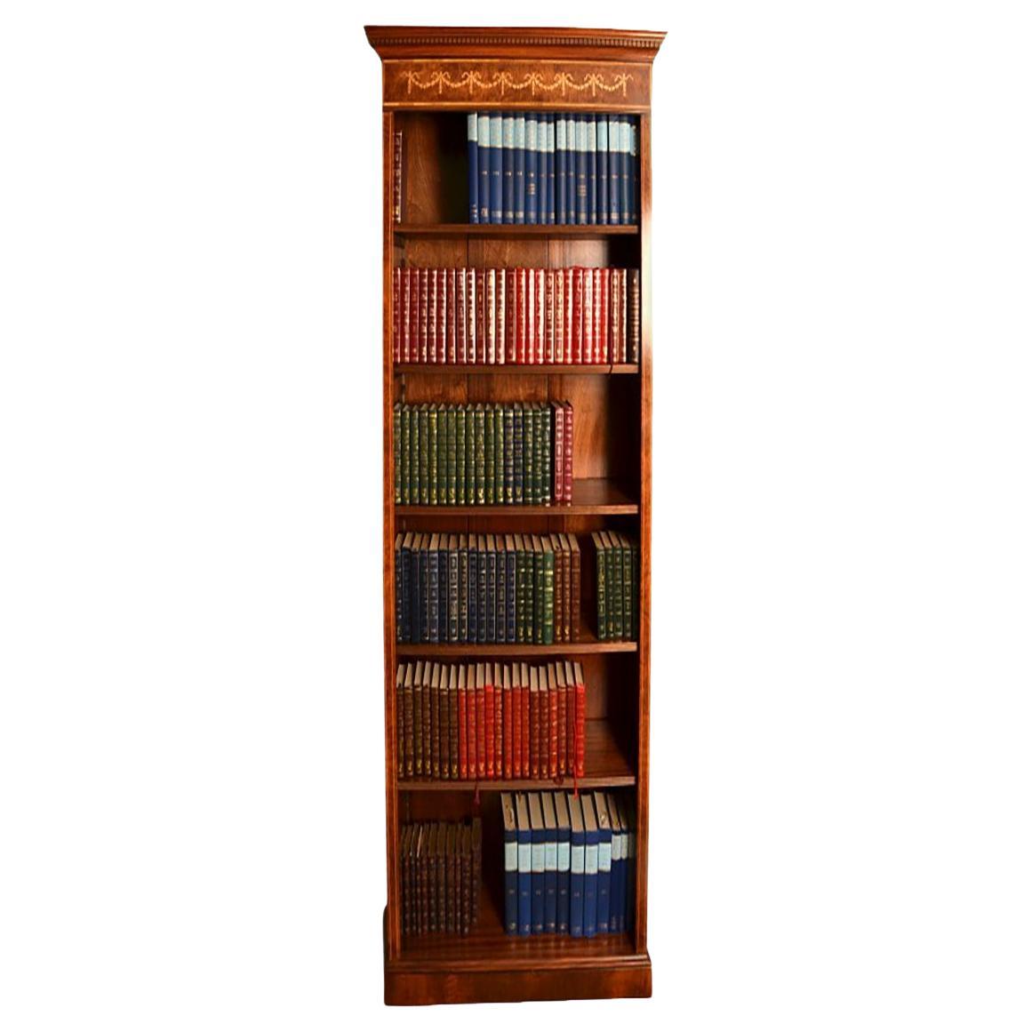Single Walnut Sheraton Style Open Front Bookcase For Sale at 1stDibs