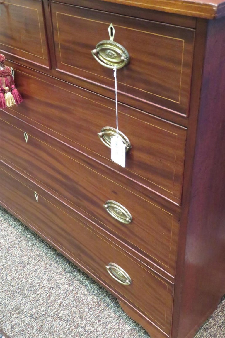 Sheraton Style Inlaid Mahogany Chest of Drawers, Mid-19th Century For ...