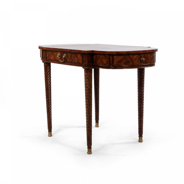 Sheraton Style Leather and Faux Walnut Desk at 1stDibs
