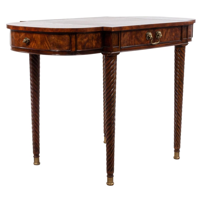 Sheraton Style Leather and Faux Walnut Desk at 1stDibs