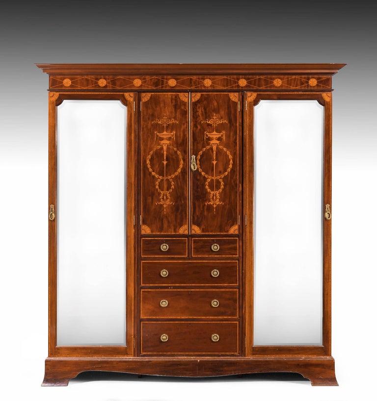 Sheraton Style Mahogany Wardrobe with Boxwood and Satinwood Inlay at ...