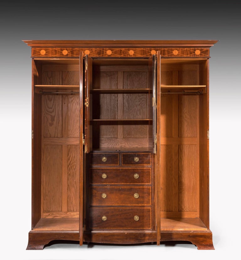 Sheraton Style Mahogany Wardrobe with Boxwood and Satinwood Inlay at ...