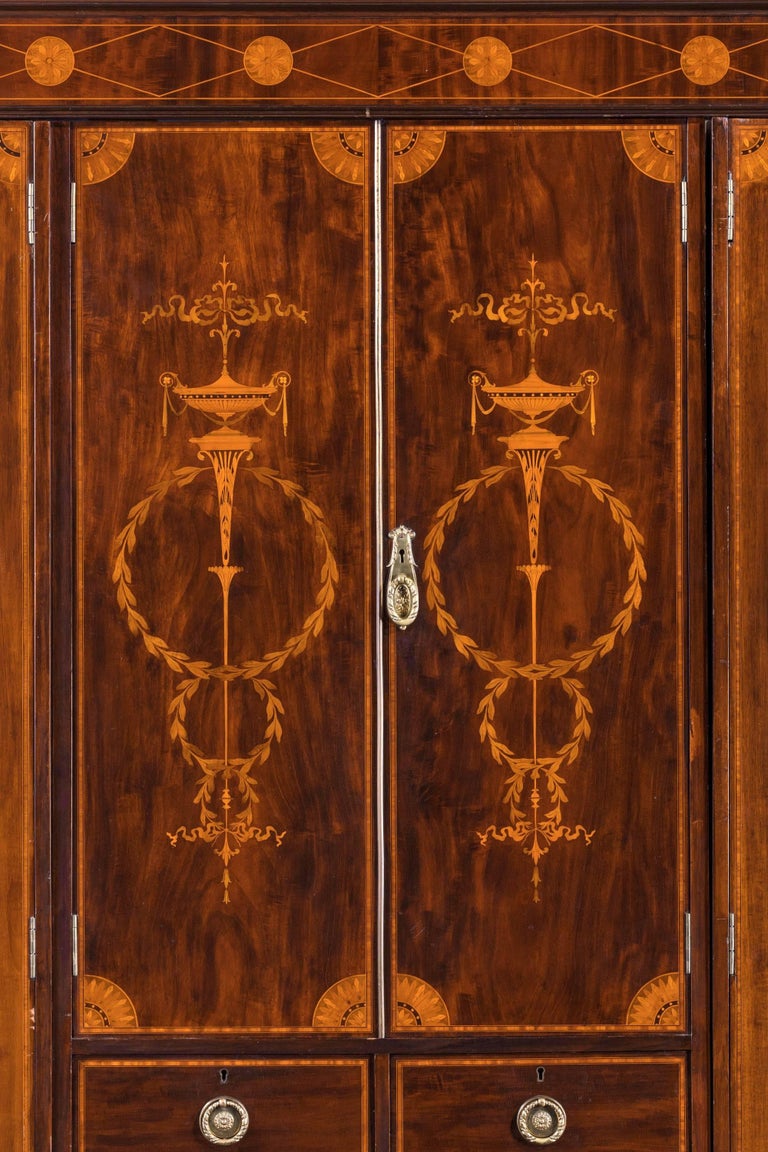 Sheraton Style Mahogany Wardrobe with Boxwood and Satinwood Inlay at ...
