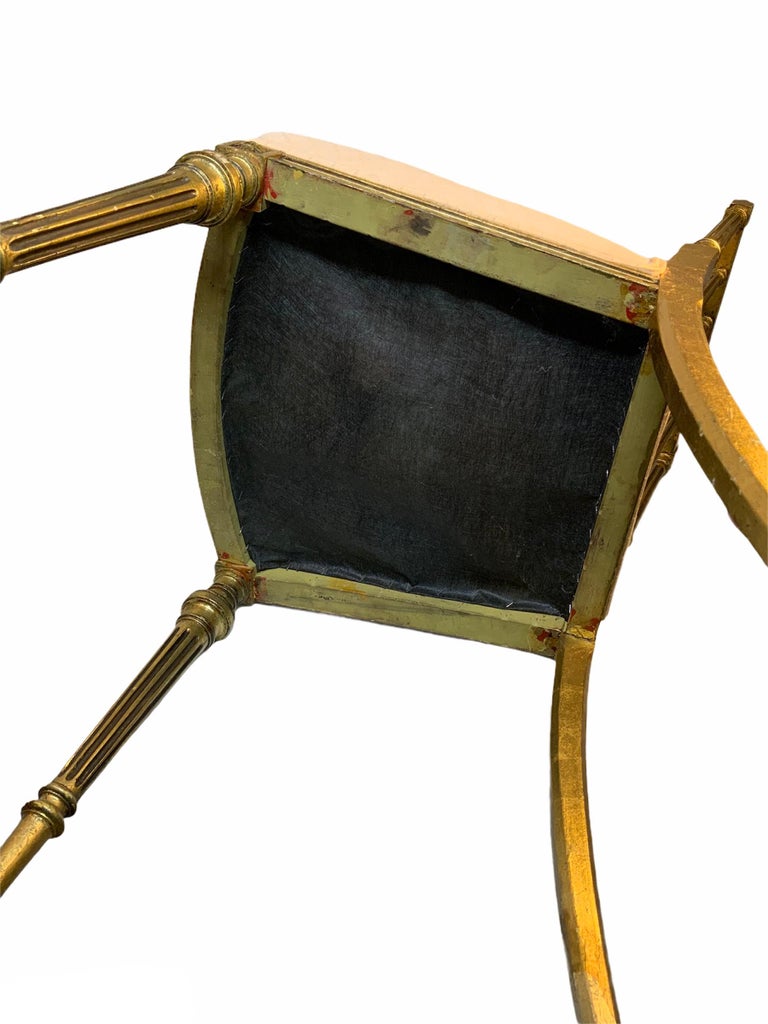 Sheraton Style Pair of Gilt Wood Parlor Chairs at 1stDibs