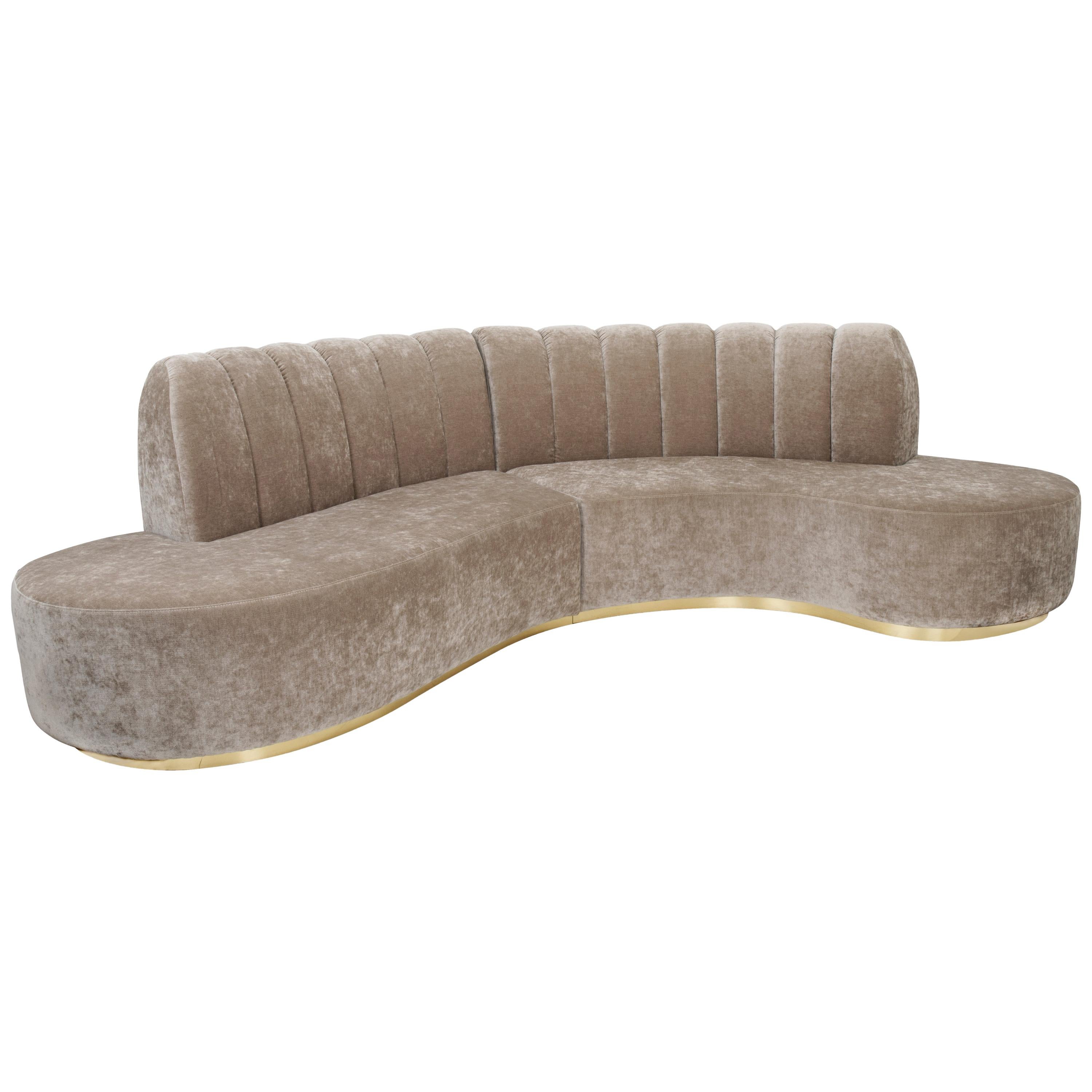 Hexagonal Sofa In "Dr. Pepper" Velvet from American Hustle at 1stDibs