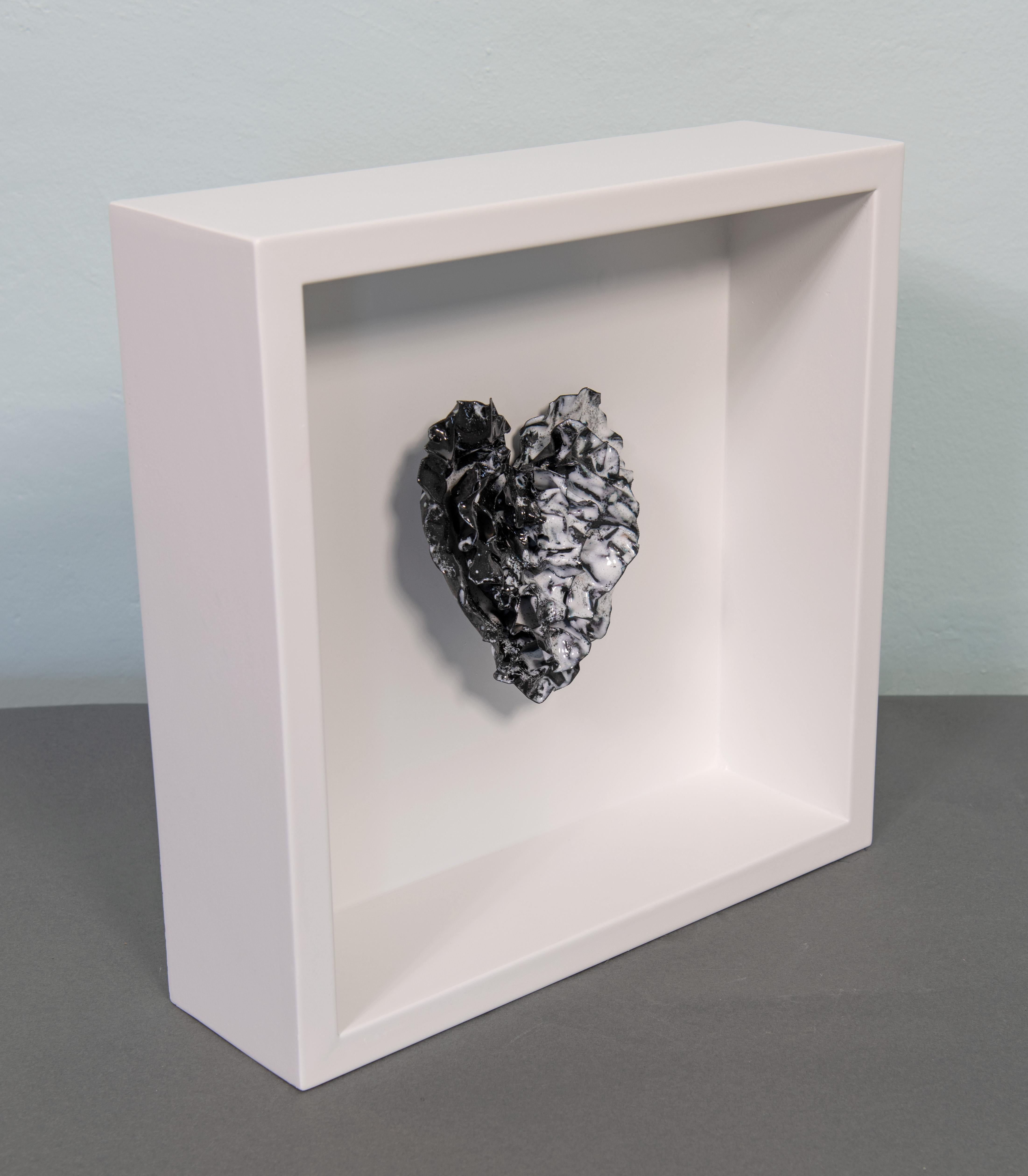 Sherry Been - "Black and White Heart" Abstract Wall Art Sculpture, 2024 ...