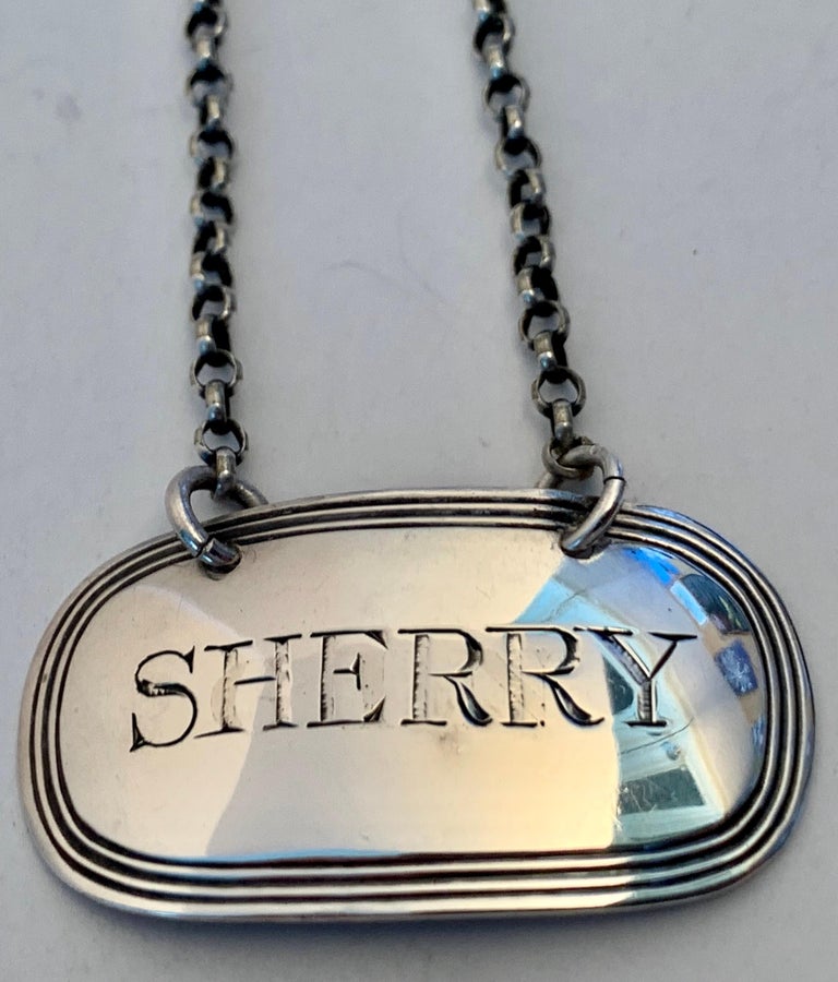 Sterling Silver Sherry Decanter Label by Charles Rawlings-Eng., 1828 ...