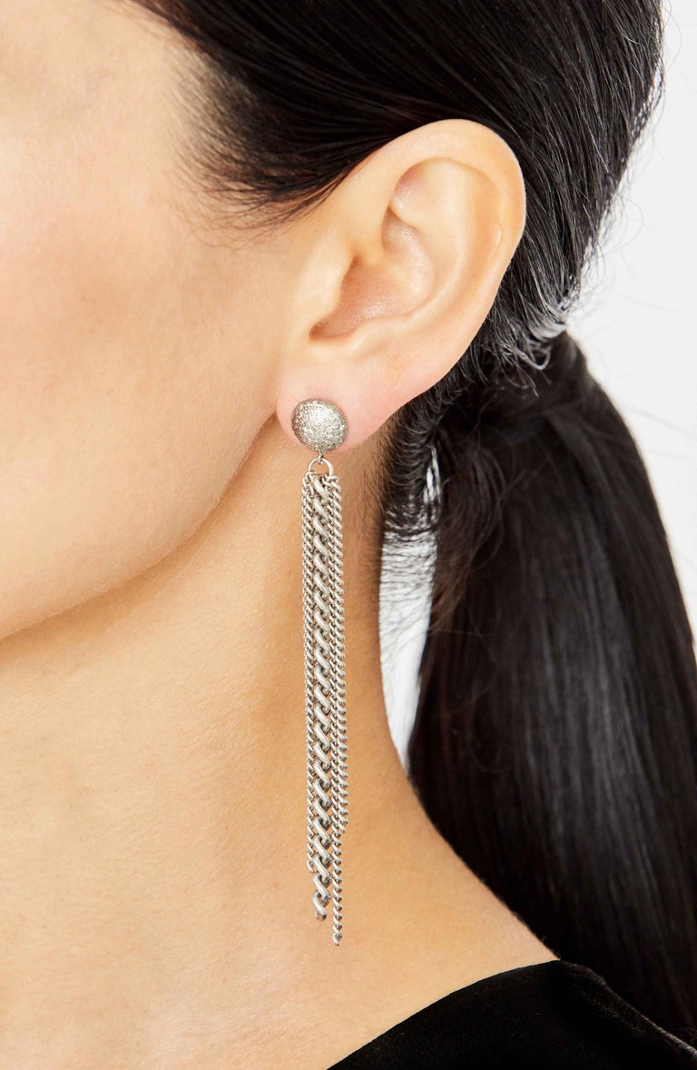 Chain Fringe and Diamond Earrings For Sale at 1stDibs