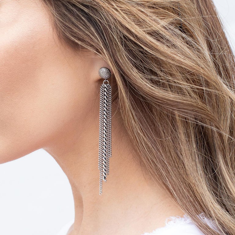 Chain Fringe and Diamond Earrings For Sale at 1stDibs