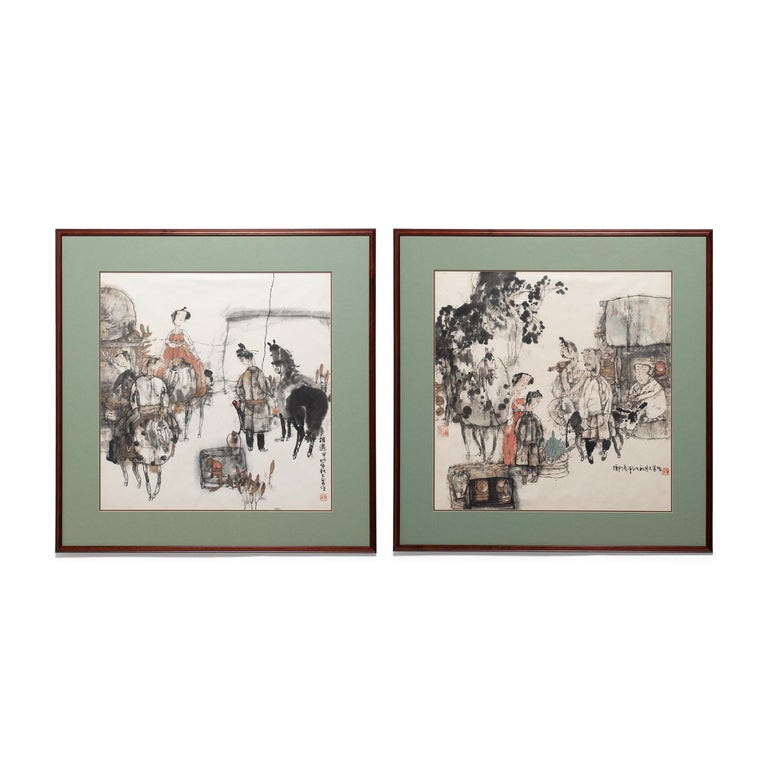 Shi Dawei - "Autumn Meeting," Ink on Paper at 1stDibs