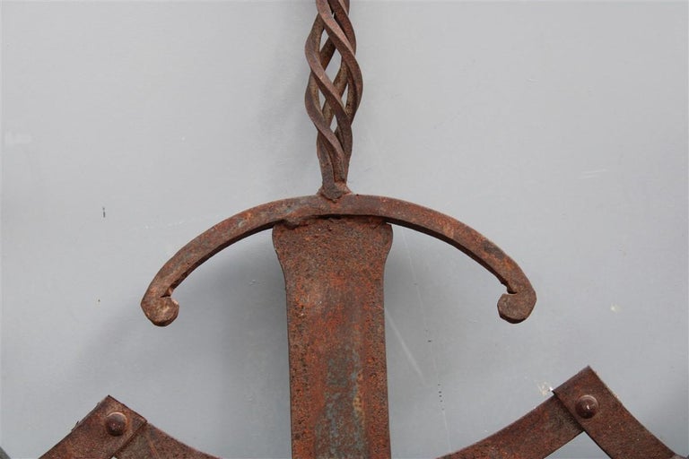 Shield in Wrought Iron and Wood with Swords, Axes and Eagle, Italy ...