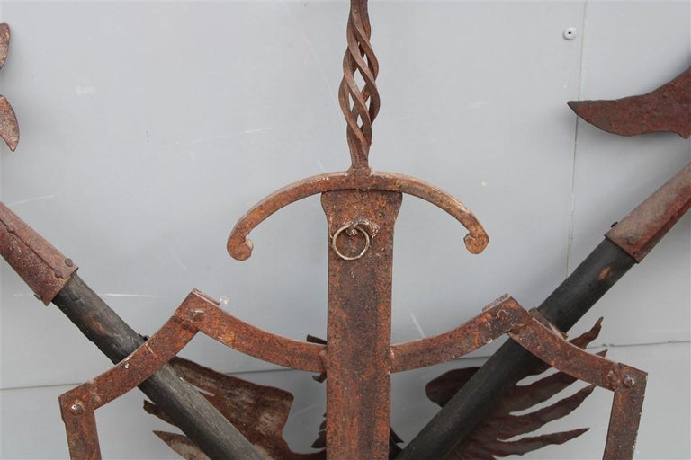 Shield in Wrought Iron and Wood with Swords, Axes and Eagle, Italy ...